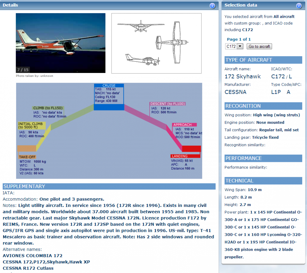 AIRCRAFT PERFORMANCE DATABASE PAR EUROCONTROL/TRAINING ZONE | VOLETS10.fr
